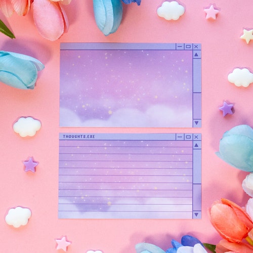Starry Clouds Note Cards Kawaii Aesthetic Stationery Index - Etsy
