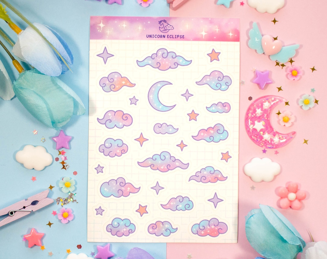 Clouds Version 2 Sticker Sheet | Planner Stickers, Kawaii Stickers - Etsy