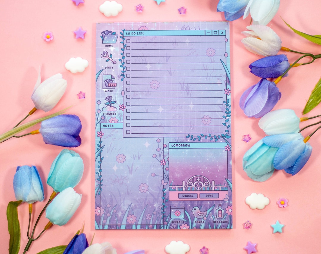 Secret Garden Daily Planner Pad | Dreamy Floral Cute Kawaii Art ...