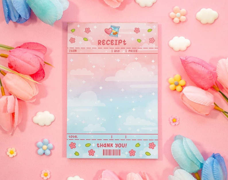 Receipt Notepad | Cute Dreamy Kawaii Aesthetic Stationery Memo Pad - Etsy
