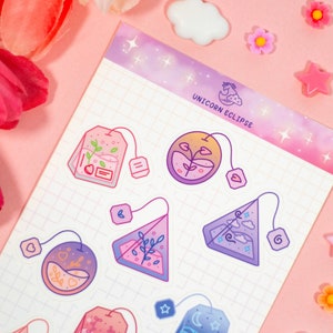 Tea Bags Aesthetic Cute Sticker Sheet | Planner Stickers, Decorative ...