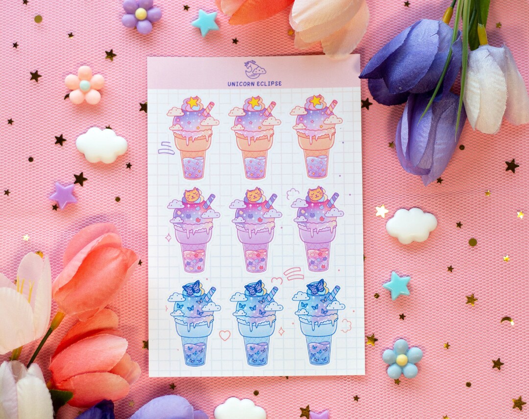 Ice Cream Cone Cute Aesthetic Planner Sticker Sheet - Etsy