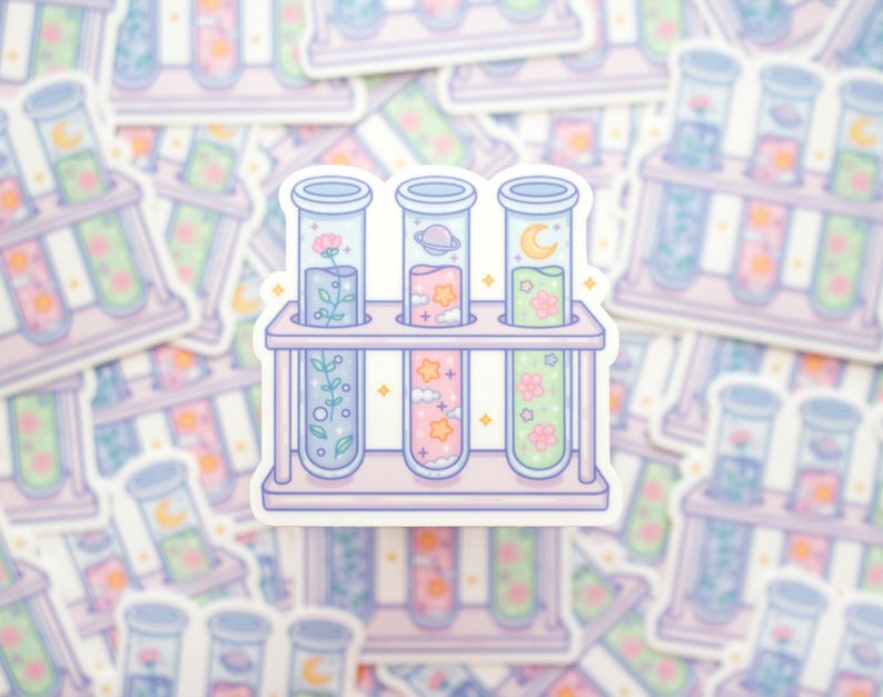 Test Tubes Aesthetic Cute Vinyl Sticker - Etsy