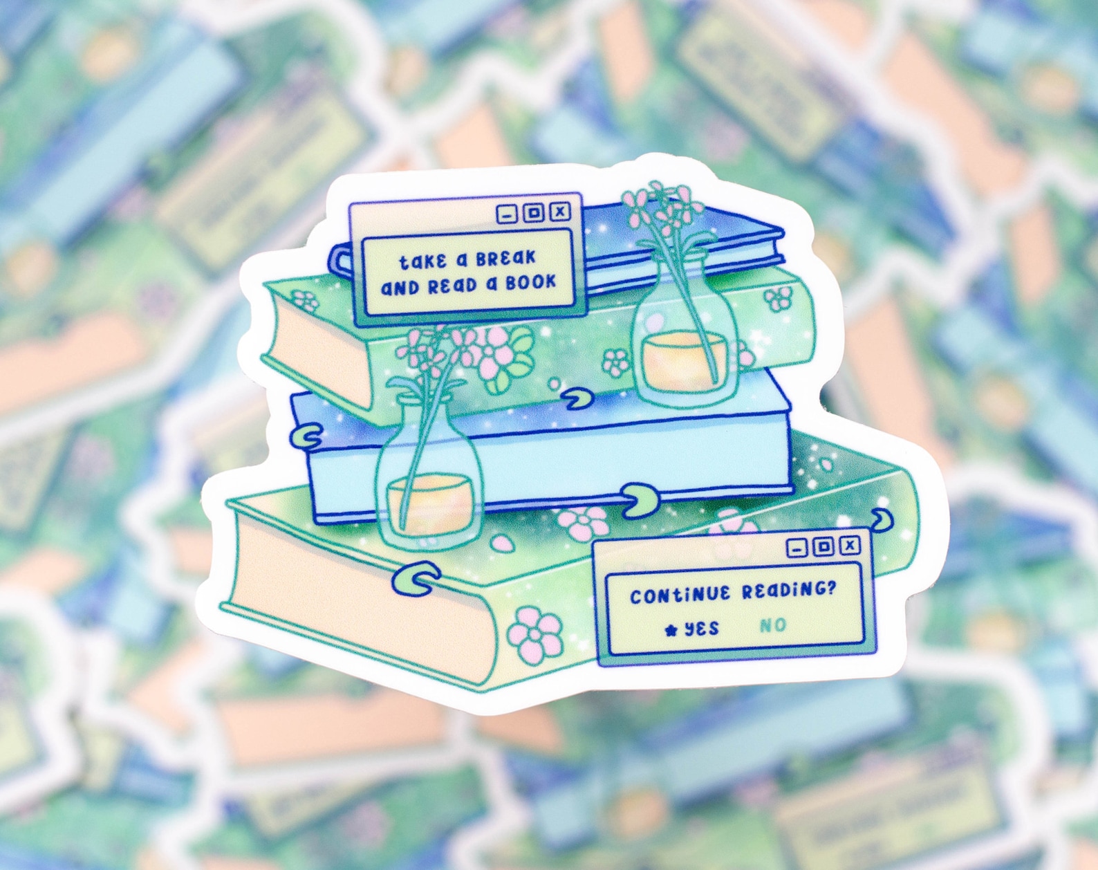 Stacked Books Cute Aesthetic Vinyl Sticker - Etsy