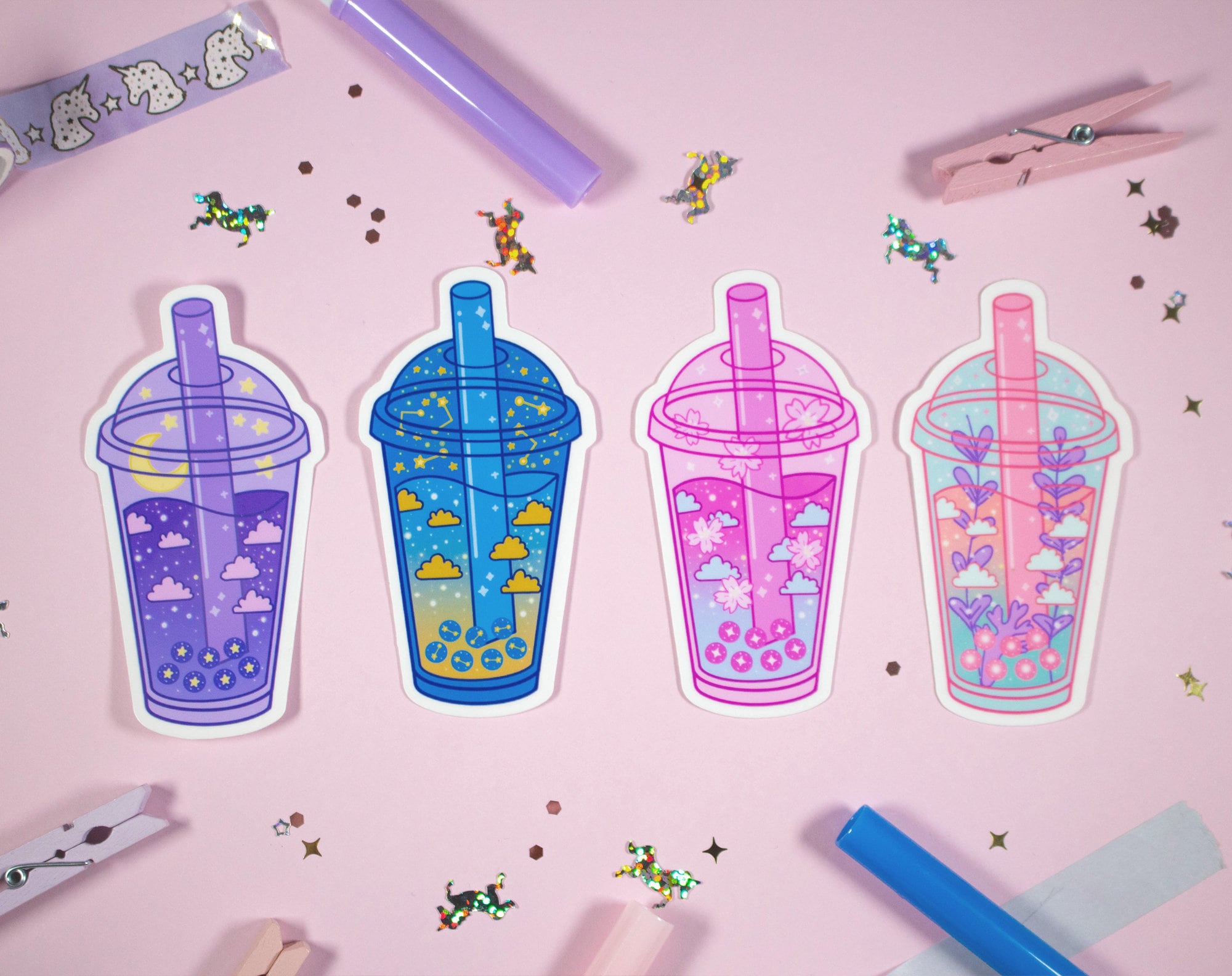 Bubble Tea Drink Cute Aesthetic Vinyl Sticker - Etsy