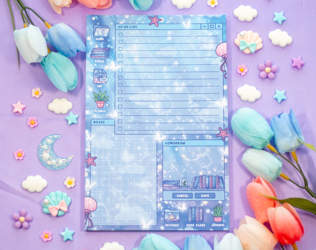 Reading Room Daily Planner Pad | Dreamy Floral Cute Kawaii Art ...