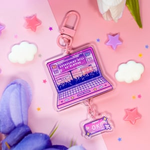 Laptop Linked Keychain | Aesthetic Cute Acrylic Charm - Etsy