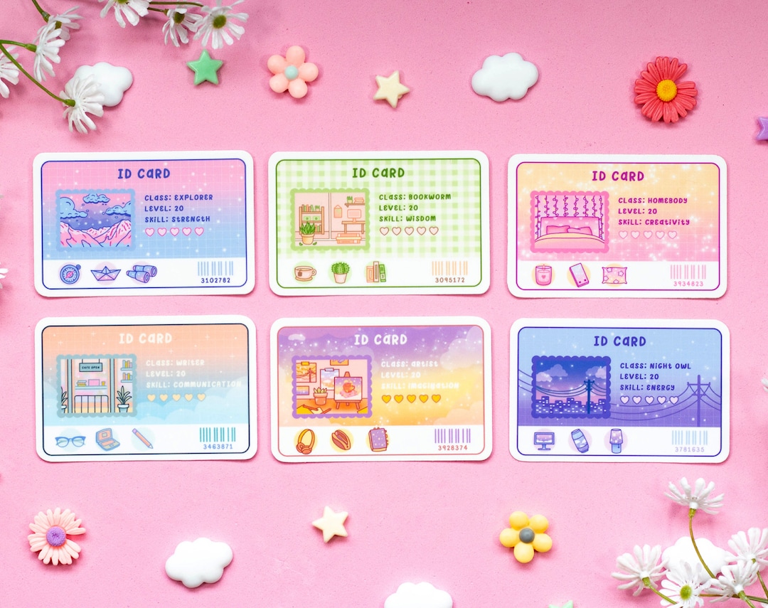 ID Card Aesthetic Vinyl Sticker | Waterproof, Waterbottle, Kawaii ...