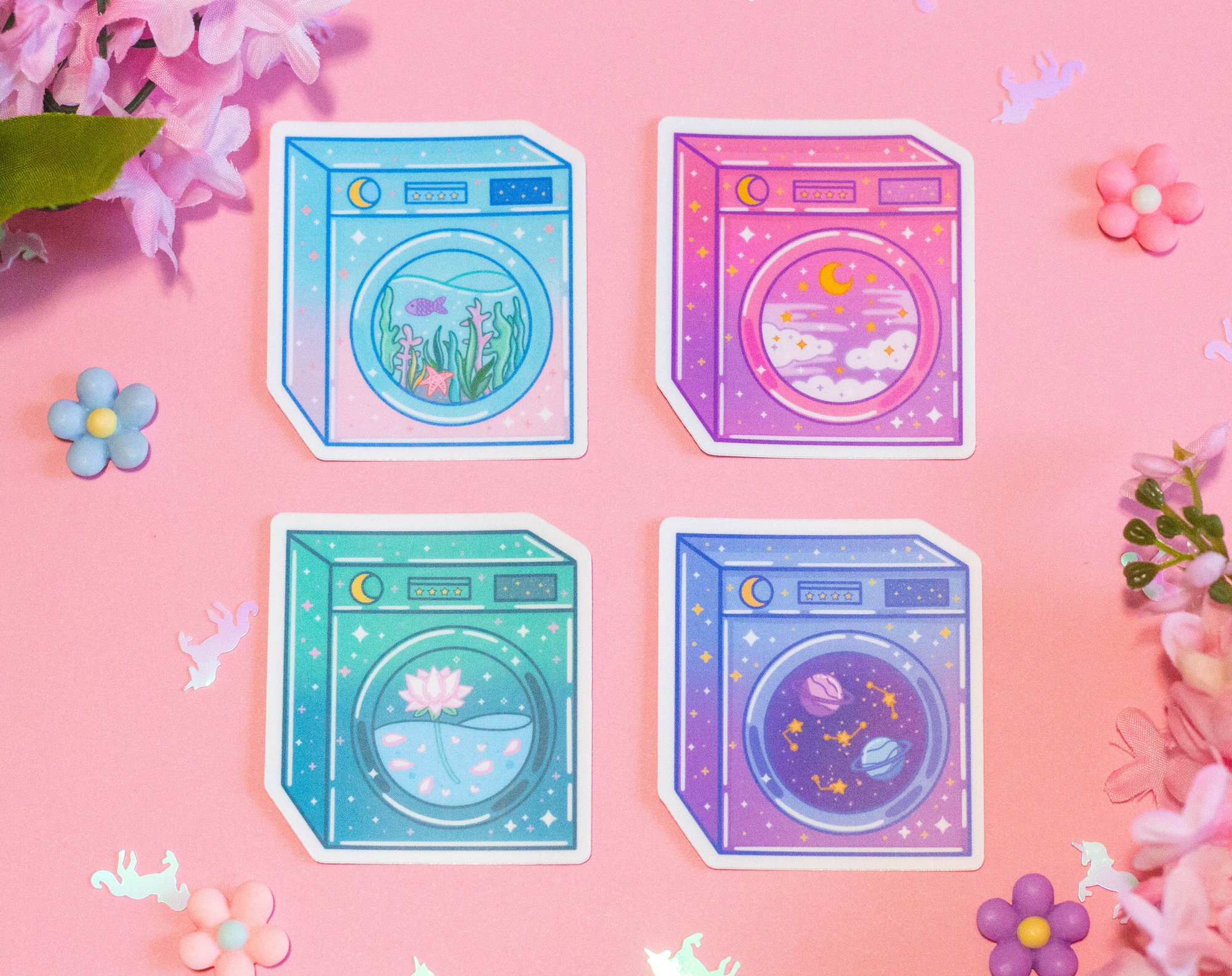 Laundry Machine Aesthetic Cute Vinyl Stickers | Etsy