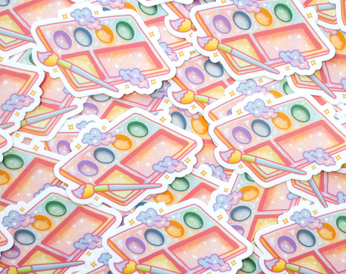 Paint Palette Cute Aesthetic Vinyl Sticker Waterproof - Etsy
