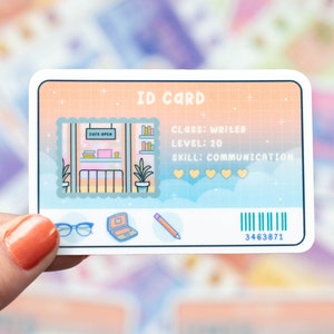 ID Card Aesthetic Vinyl Sticker | Waterproof, Waterbottle, Kawaii ...