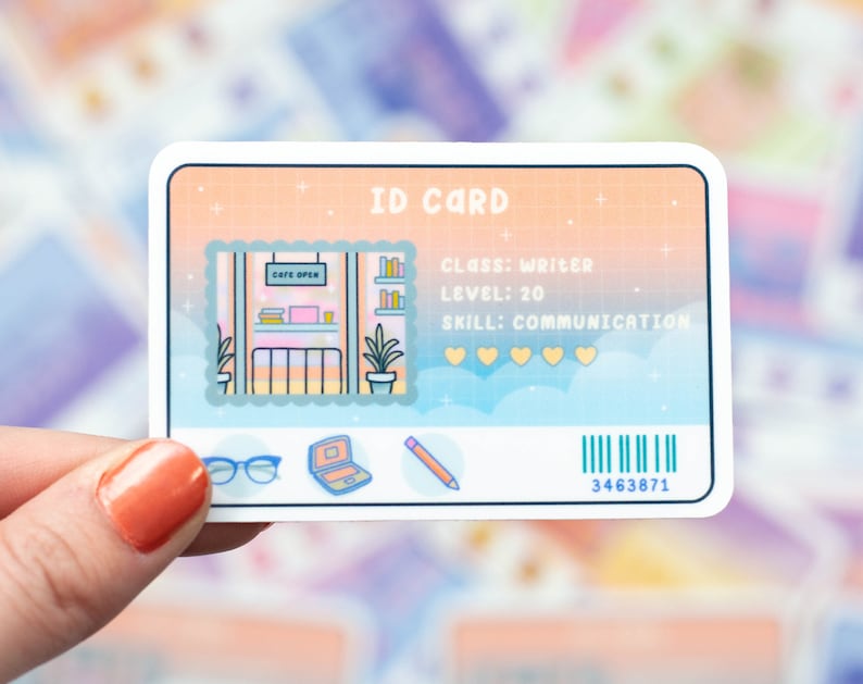 ID Card Aesthetic Vinyl Sticker Waterproof Waterbottle - Etsy