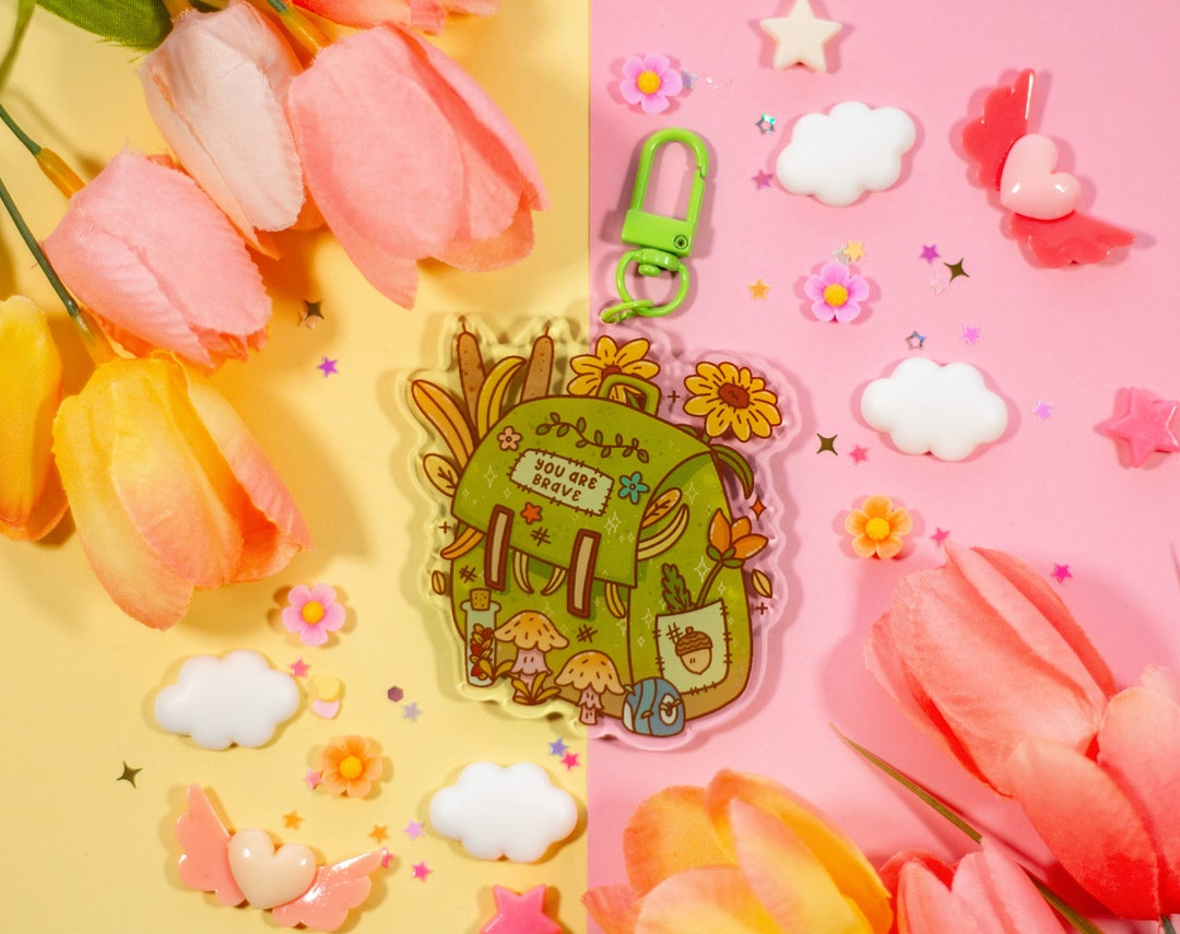 Nature Backpack Aesthetic Cute Acrylic Charm Keychain - Etsy