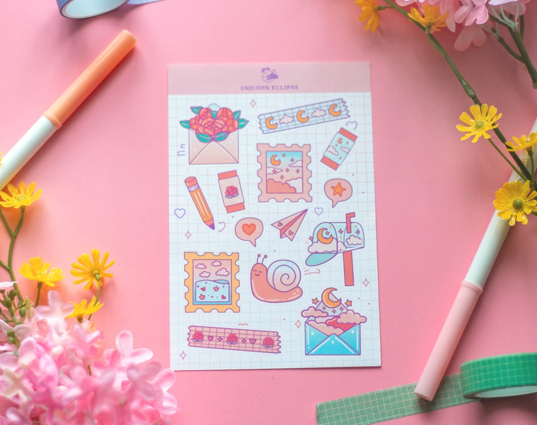 Penpal Snail Mail Aesthetic Matte Sticker Sheet - Etsy