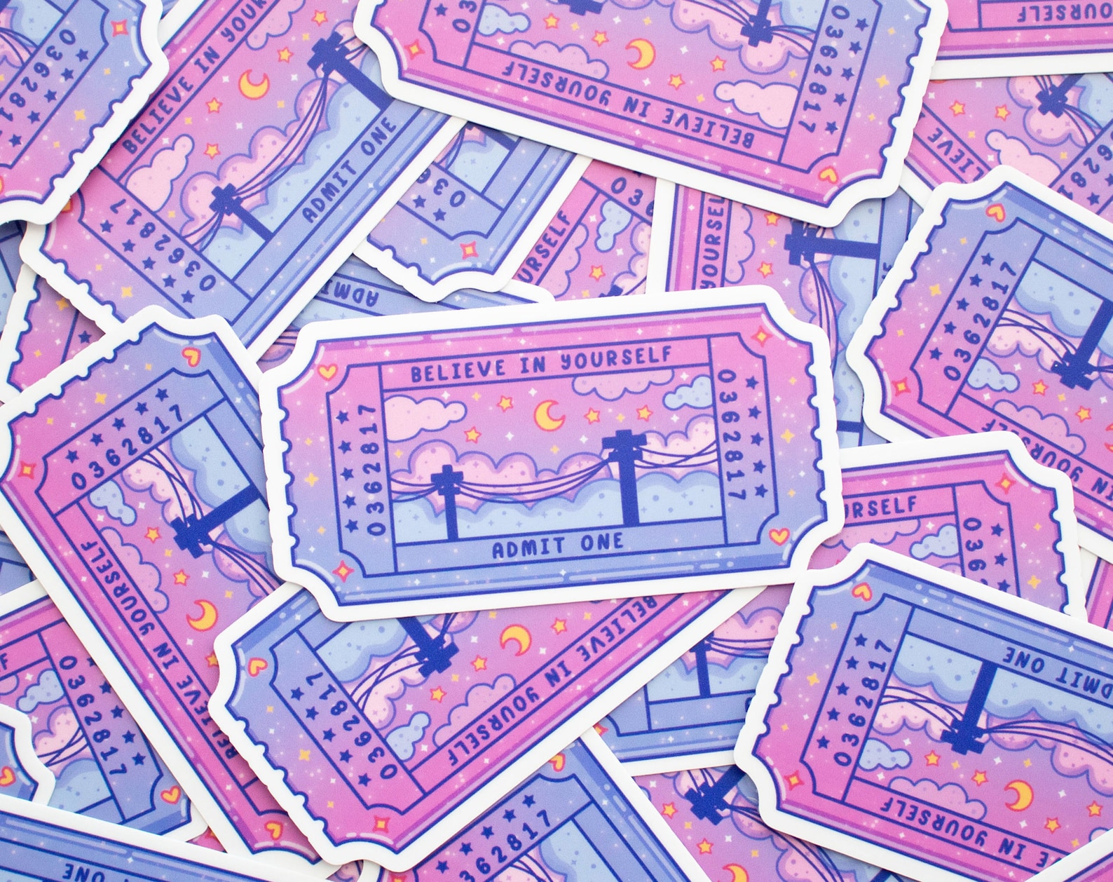 Ticket Cute Aesthetic Vinyl Sticker Valentines Day Stickers - Etsy