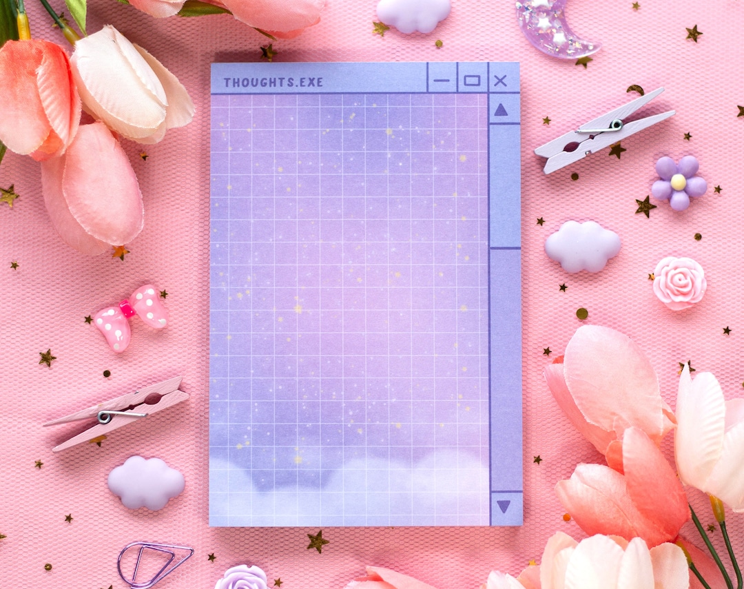 Dreamy Thoughts Notepad | Cute Kawaii Aesthetic Stationery Memo Pad - Etsy