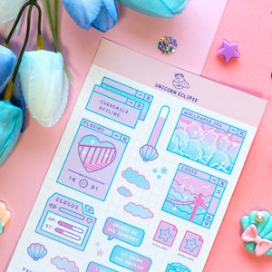 Blue Computer Sticker Sheet Cute Stickers Planner Stickers - Etsy