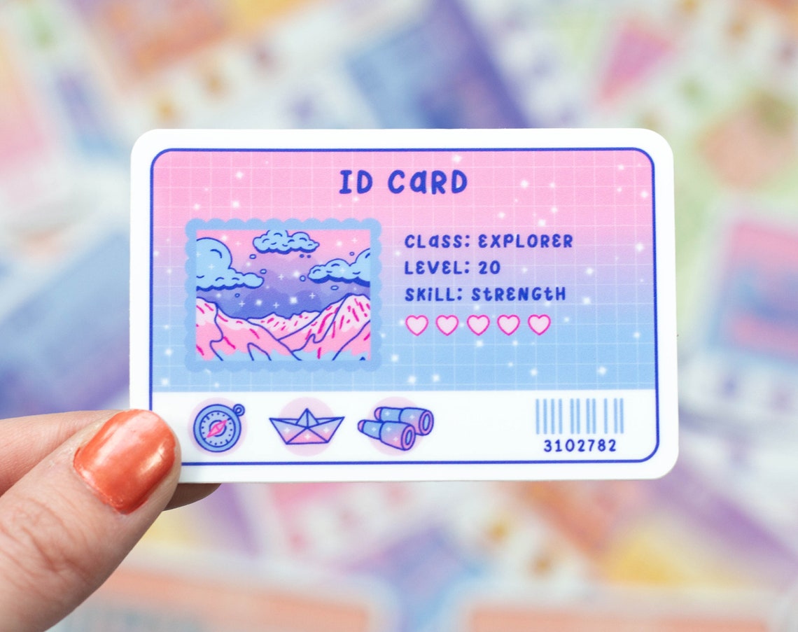 ID Card Aesthetic Vinyl Sticker Waterproof Waterbottle - Etsy