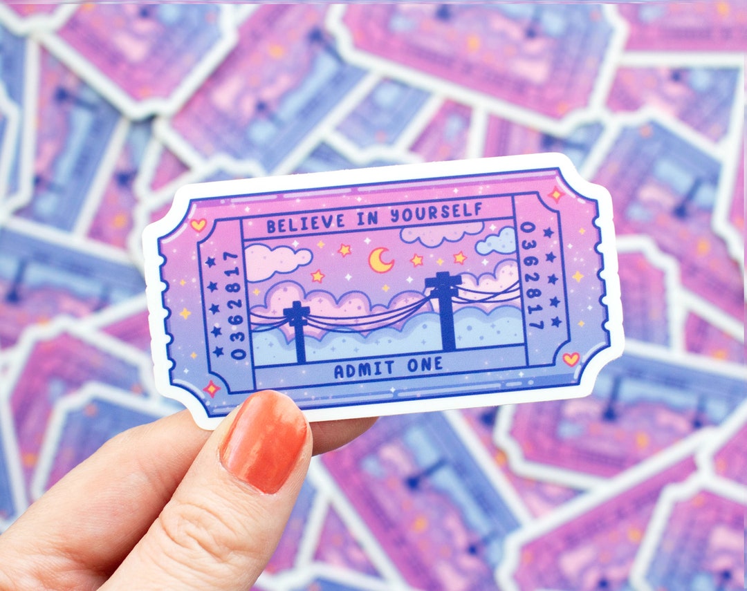 Ticket Cute Aesthetic Vinyl Sticker | Valentines Day Stickers, Kawaii ...