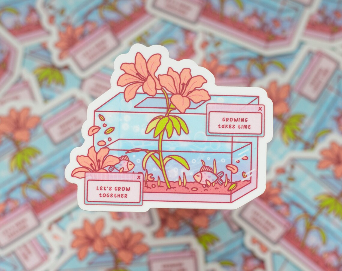 Fish Tank Cute Aesthetic Vinyl Sticker - Etsy