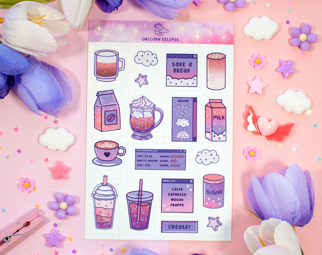 Coffee Shop Aesthetic Cute Sticker Sheet - Etsy