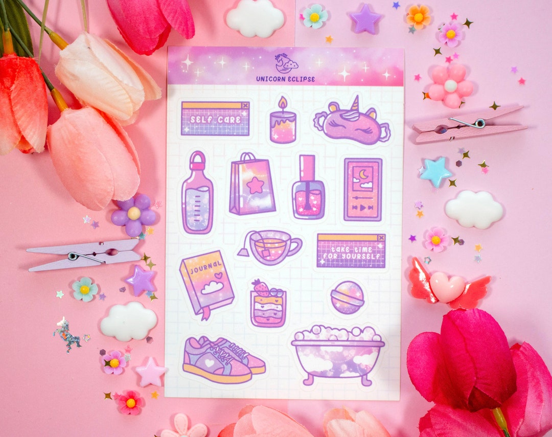 Self Care Aesthetic Cute Sticker Sheet - Etsy