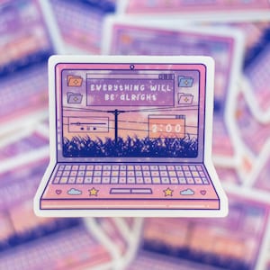 Laptop Cute Aesthetic Vinyl Sticker | Waterproof, Waterbottle, Kawaii ...