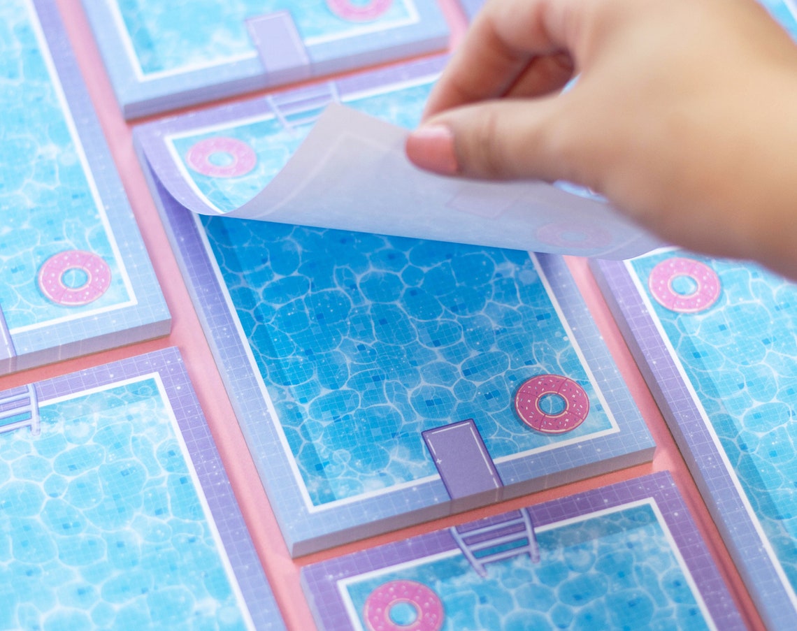 Swimming Pool Aesthetic Cute Memo Notepad - Etsy