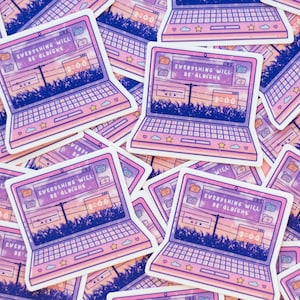 Laptop Cute Aesthetic Vinyl Sticker | Waterproof, Waterbottle, Kawaii ...