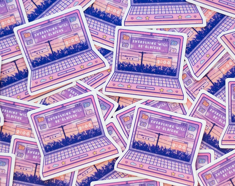 Laptop Cute Aesthetic Vinyl Sticker Waterproof Waterbottle - Etsy