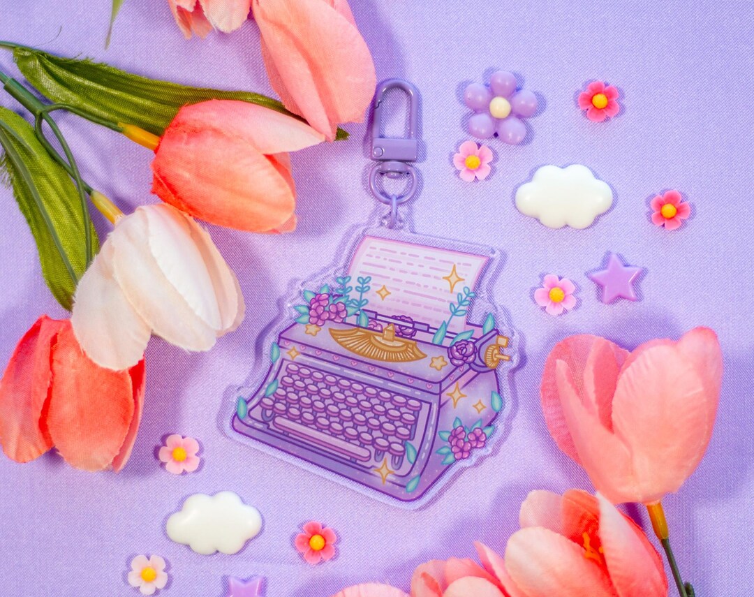 Typewriter Cute Acrylic Charm Keychain - Etsy