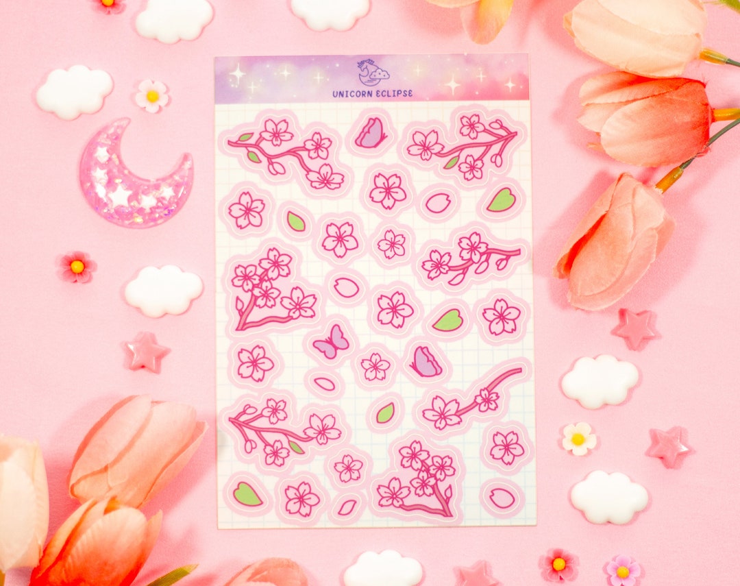 Sakura Sticker Sheet | Planner Stickers, Kawaii Stickers - Etsy