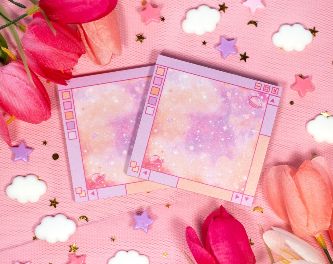 Pink Galaxy Window Sticky Note | Cute Kawaii Dreamy Space Aesthetic ...