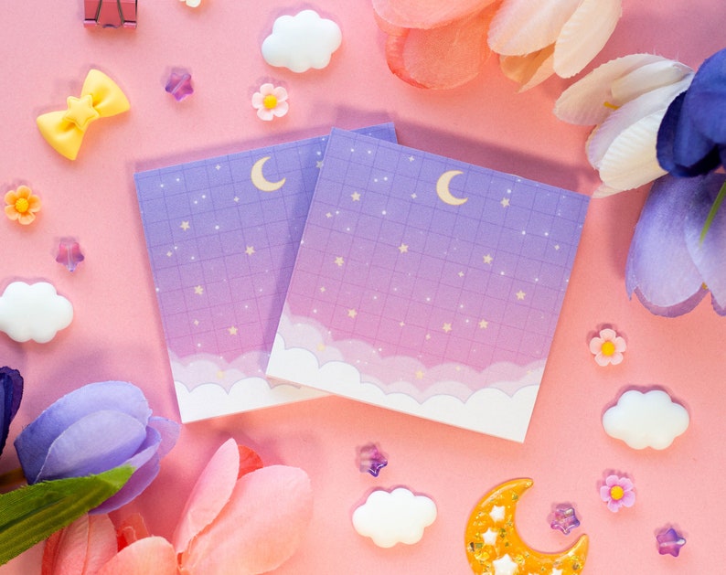 Starry Clouds Aesthetic Sticky Note | Kawaii Dreamy Aesthetic - Etsy