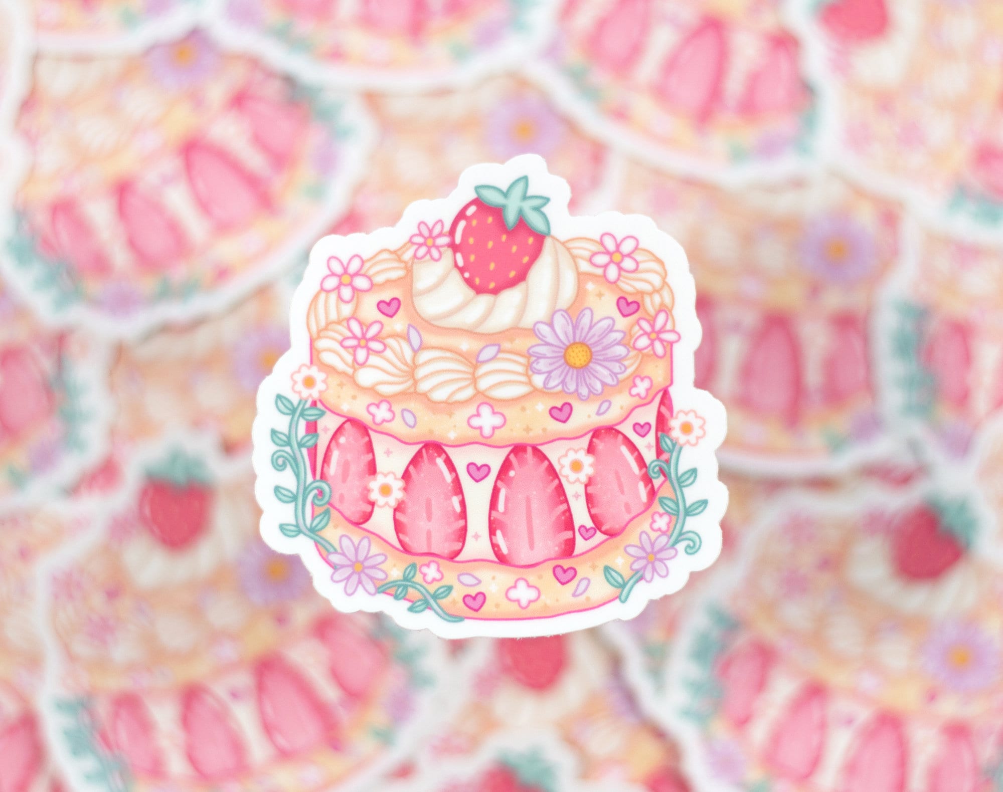 Strawberry Cake Cute Aesthetic Vinyl Sticker - Etsy