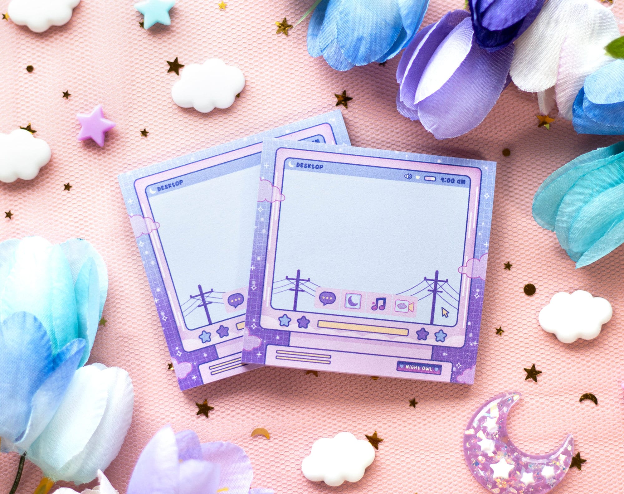 Night Owl Aesthetic Cute Sticky Notes Memo Pad - Etsy