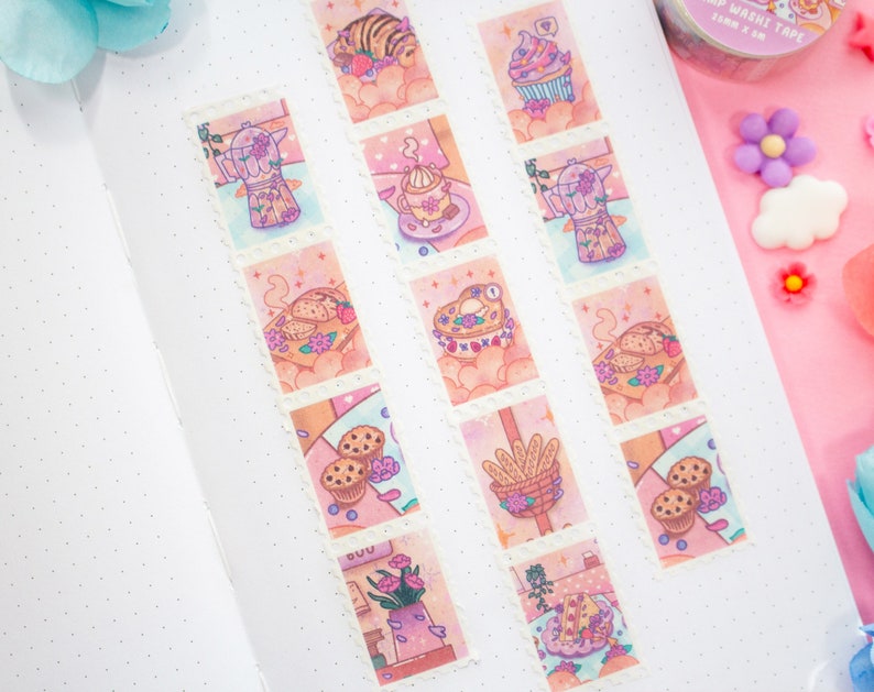 Cafe Quest Stamp Washi Tape | Aesthetic Kawaii Cute Stationery - Etsy