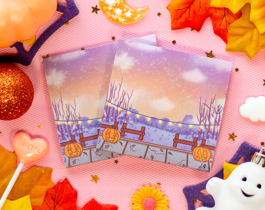 Phantom Park Spooky Halloween Aesthetic Sticky Note Memo Pad | Kawaii ...