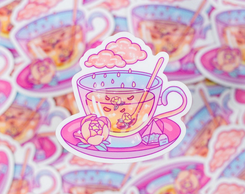 Teacup Cute Aesthetic Vinyl Sticker - Etsy
