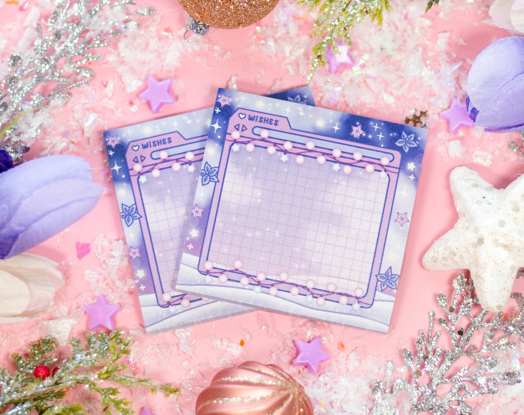 Winter Wishes Sticky Notes Christmas Holiday Kawaii Dreamy Aesthetic ...