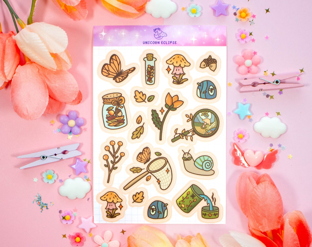 Forest Finds Aesthetic Cute Sticker Sheet | Planner Stickers ...