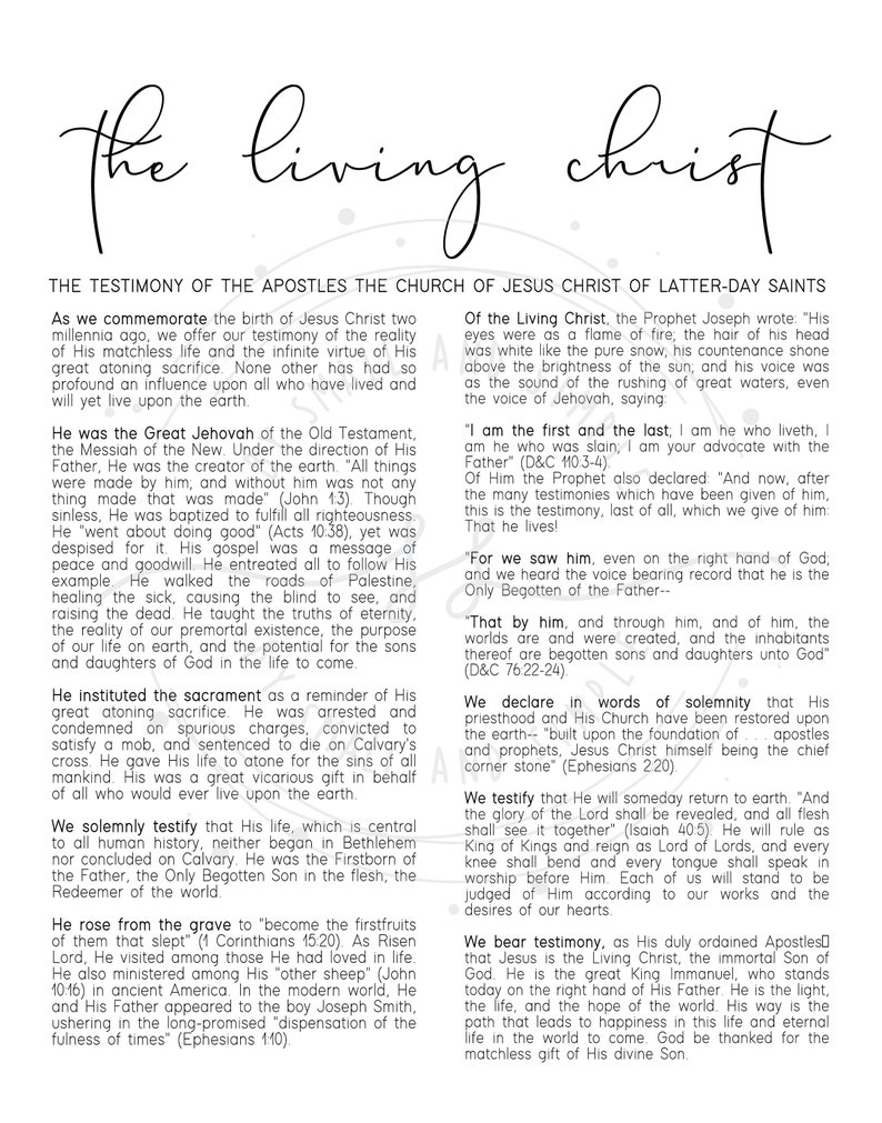 The Living Christ Testimony of Jesus | Etsy The Living Christ Testimony of Jesus | Etsy