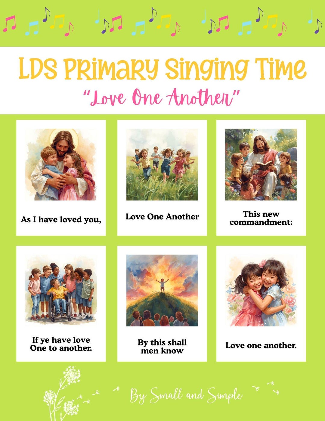 Love One Another | LDS Primary Song Visual Aid | Singing Time Flipchart ...