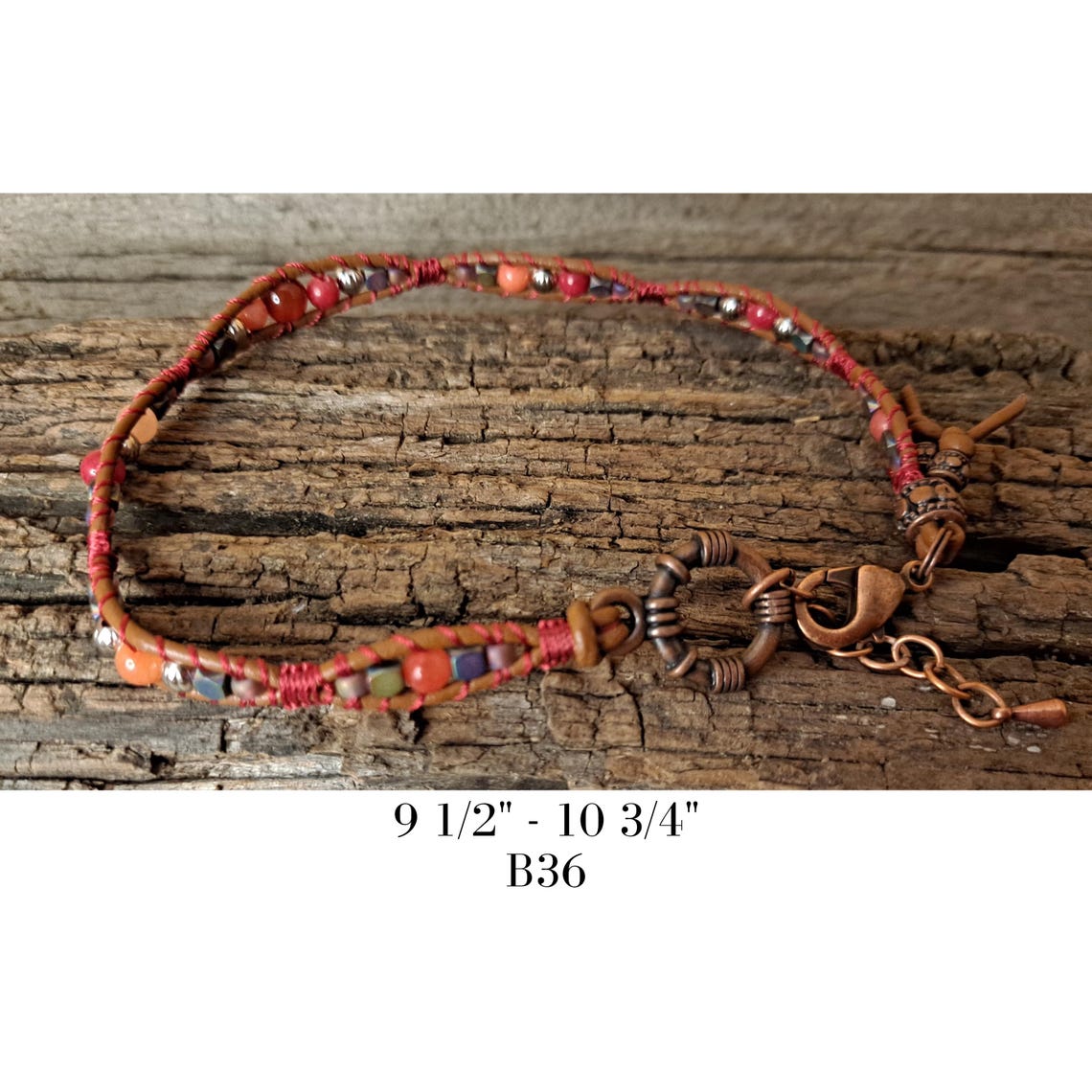 Leather Wrap Anklet, Quartzite Beads, Leather Anklet (A22, A24, A28 ...
