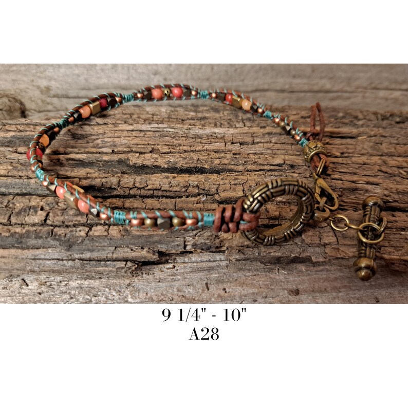Leather Wrap Anklet, Quartzite Beads, Leather Anklet (A22, A24, A28 ...