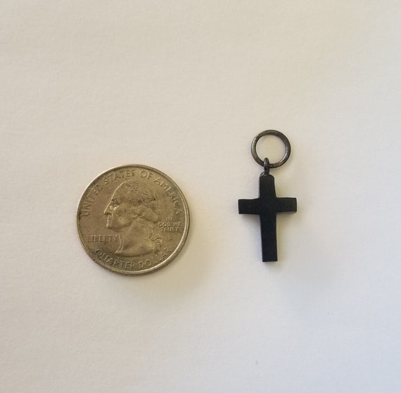 Antique Jet Cross Pendant - Gem