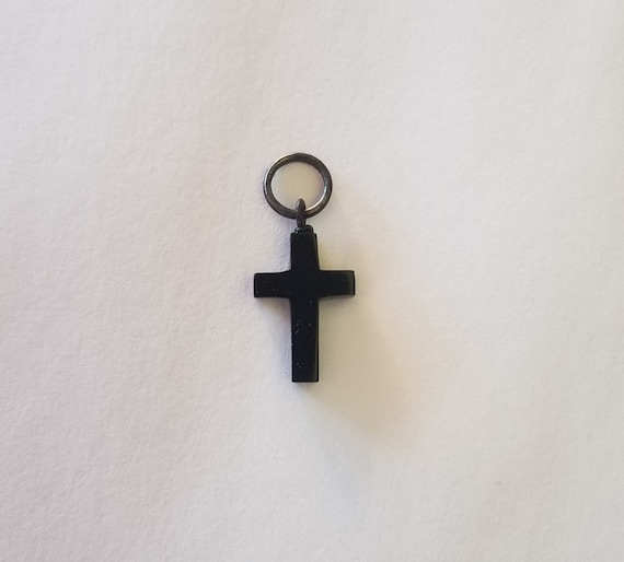 Antique Jet Cross Pendant - Gem