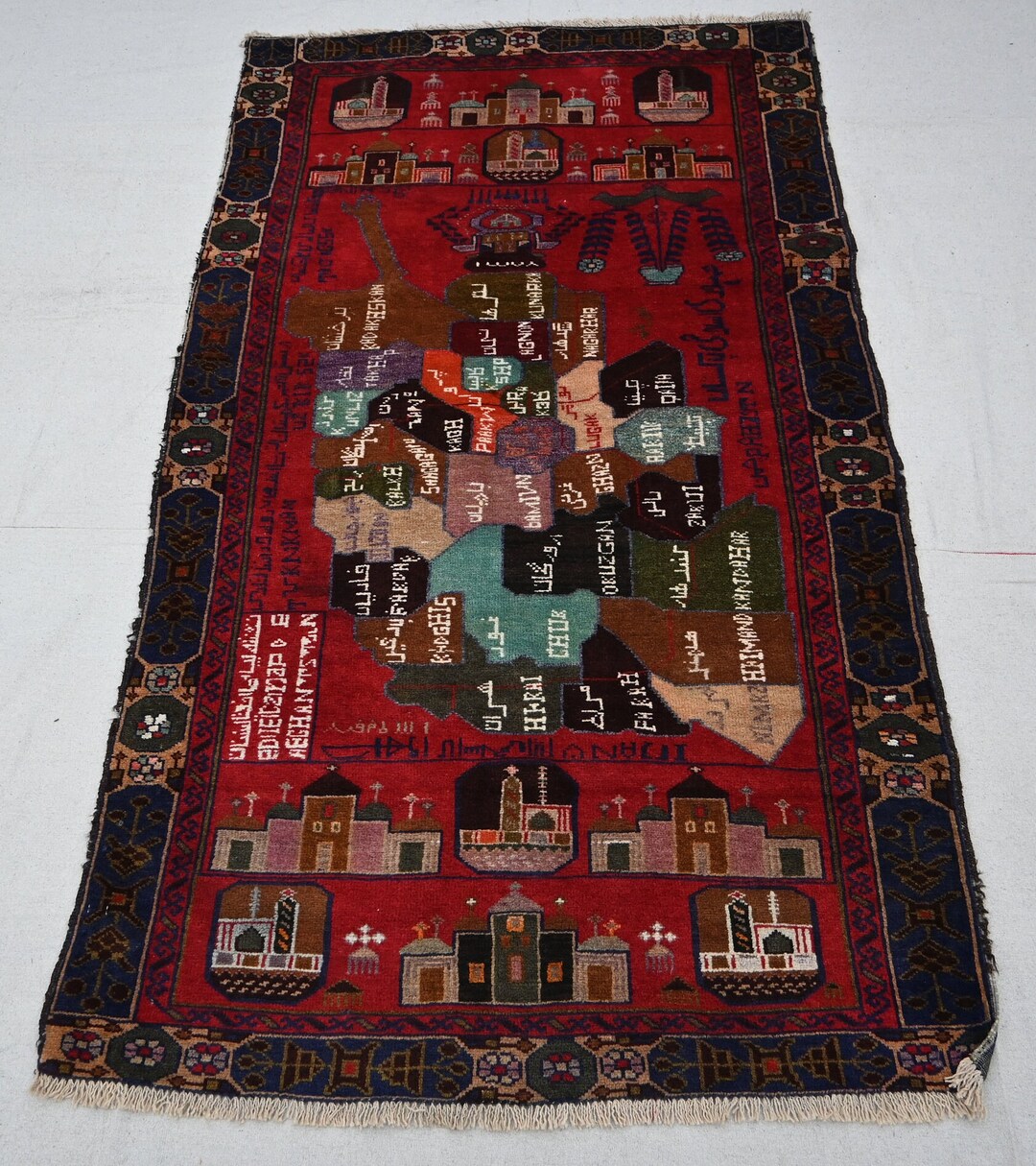 Afghan City Map Rug, Afghan Handmade City Map Rug, Vintage Afghan Rug ...
