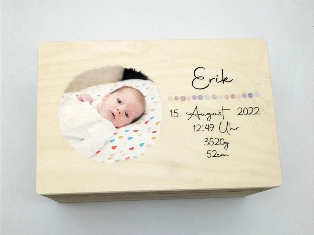 Photo Memory Box Baby With Name dots Date of Birth Memory Box for ...