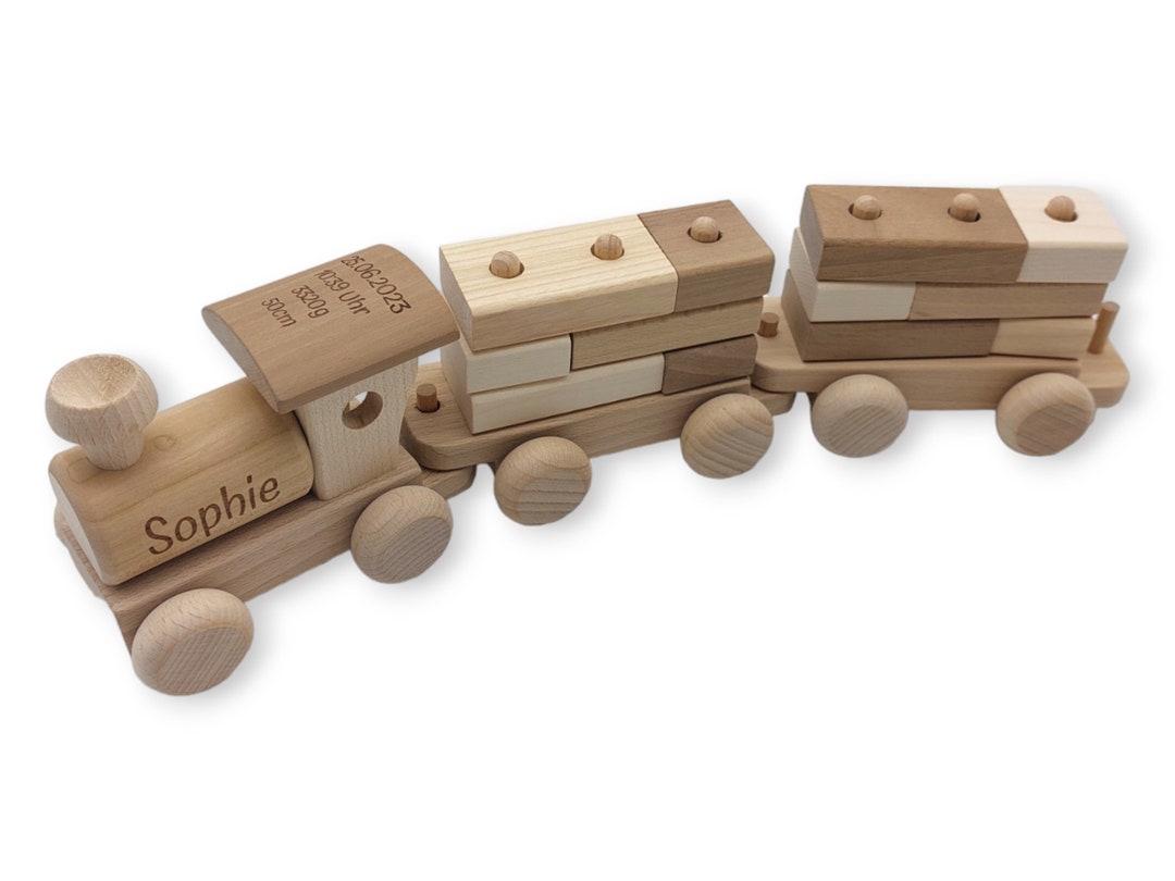 Personalized Wooden Train Set With Name and Date of Birth, Railway ...